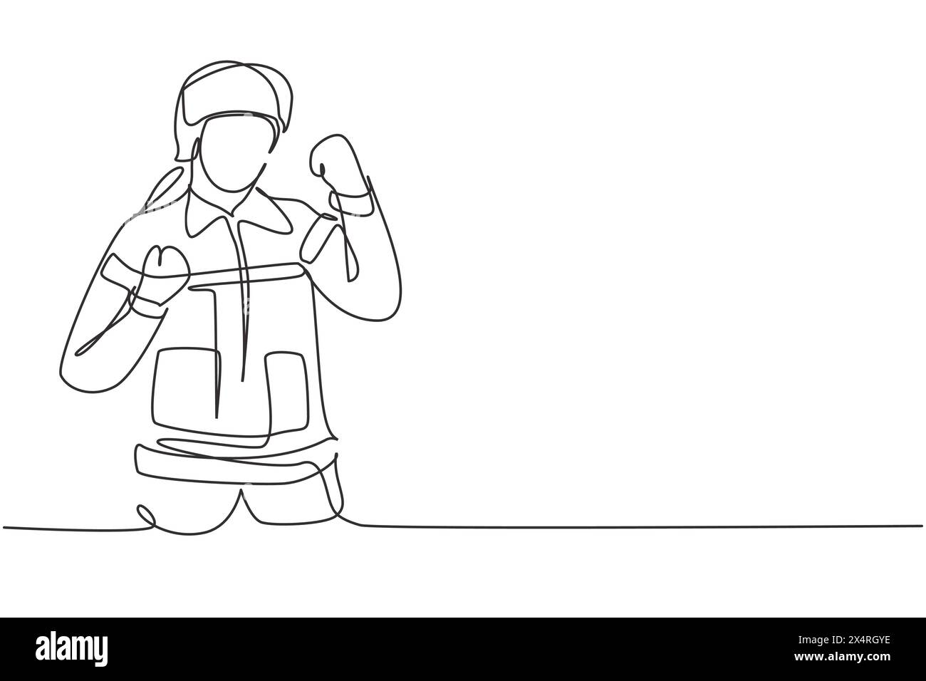 Single continuous line drawing firefighters with celebrate gesture ...