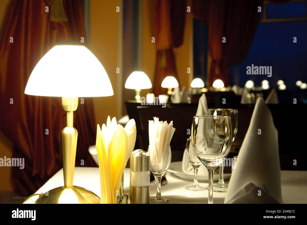 layed table at the restaurant Stock Photo - Alamy