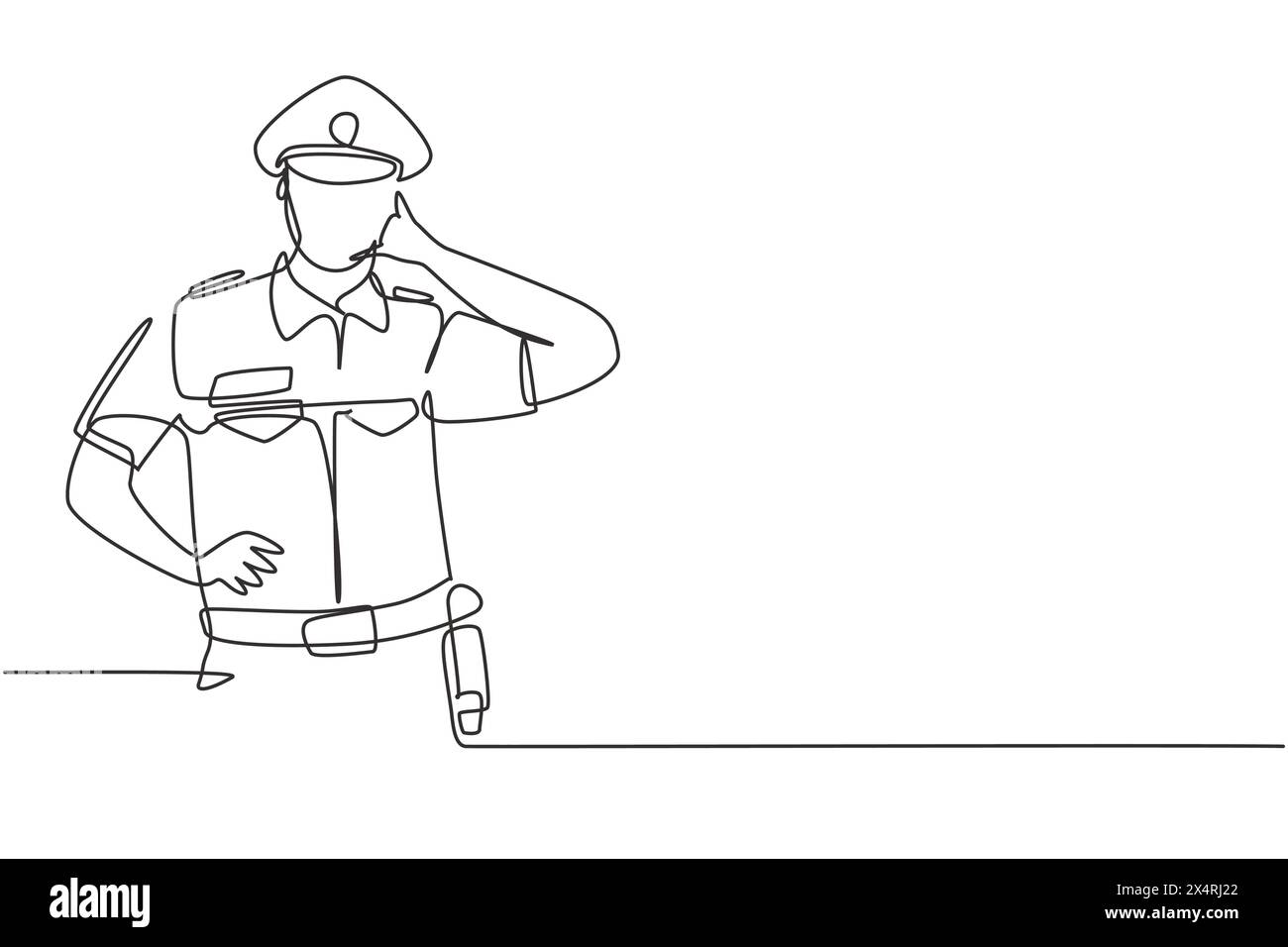 Single continuous line drawing policeman with call me gesture and ...