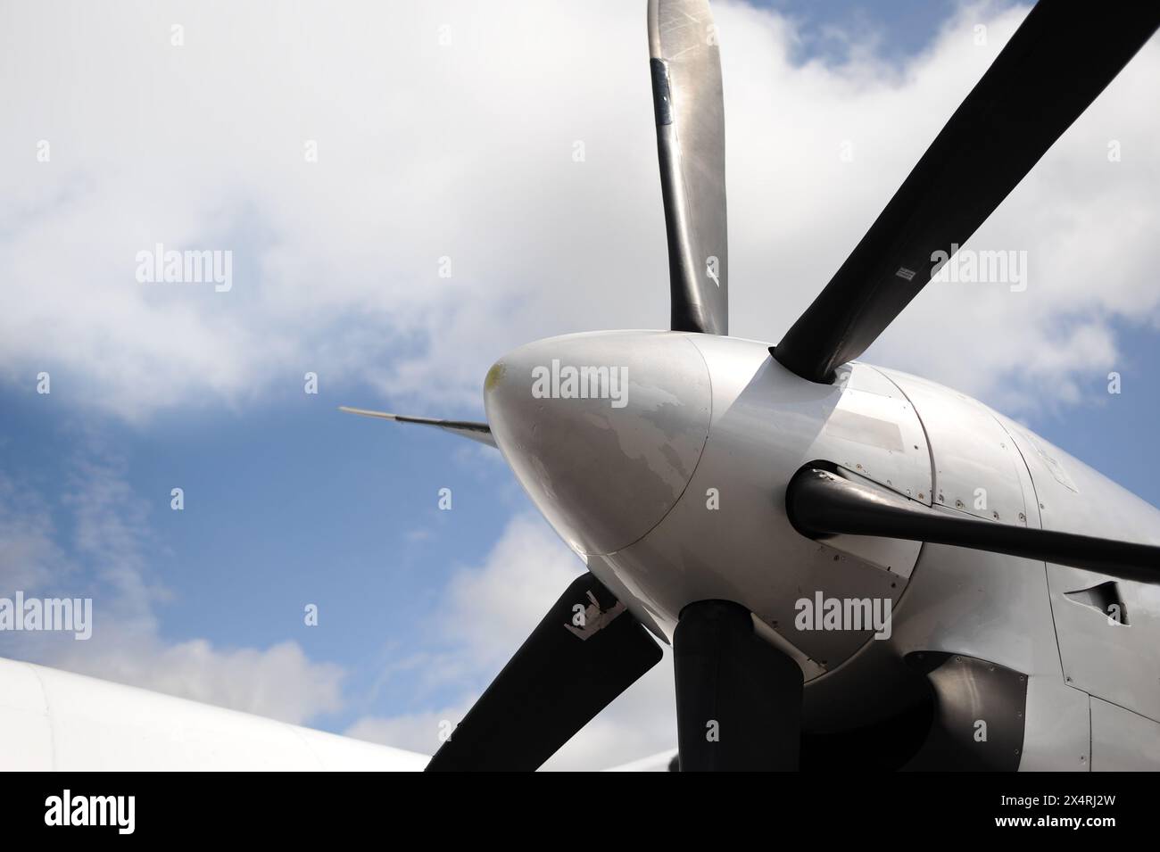 six vanes of propeller of civil airplane Stock Photo - Alamy