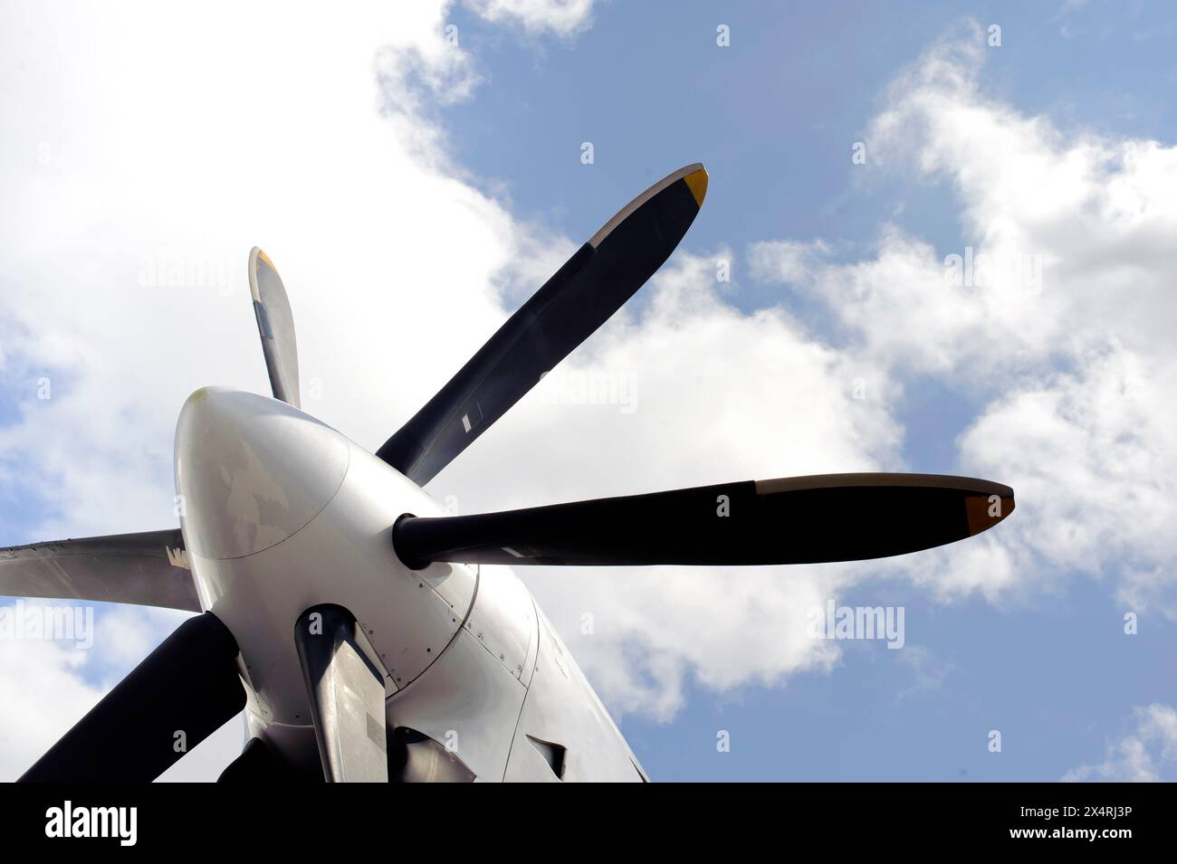 six vanes of propeller of civil airplane Stock Photo - Alamy