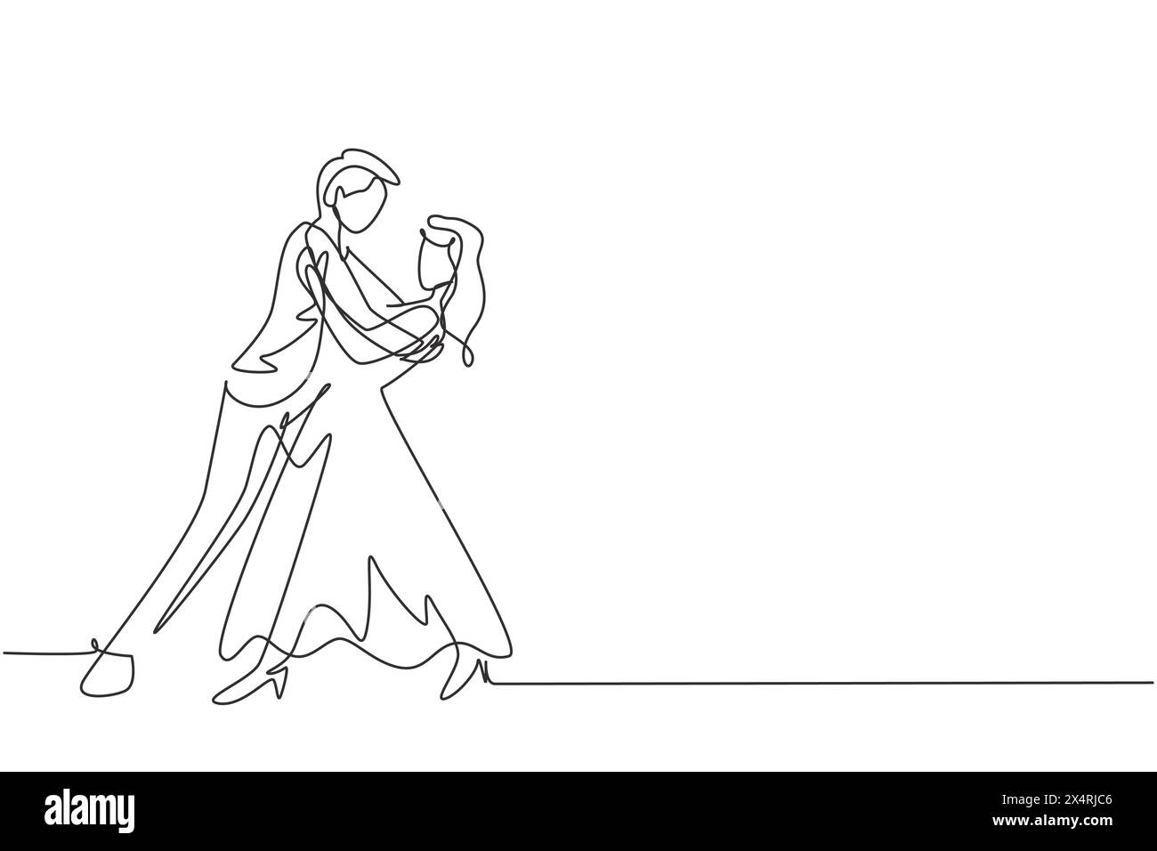 Single one line drawing man and woman romantic professional dancer ...