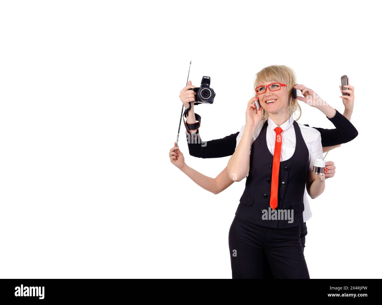 beauty business woman with six arms for multitasking conception Stock ...