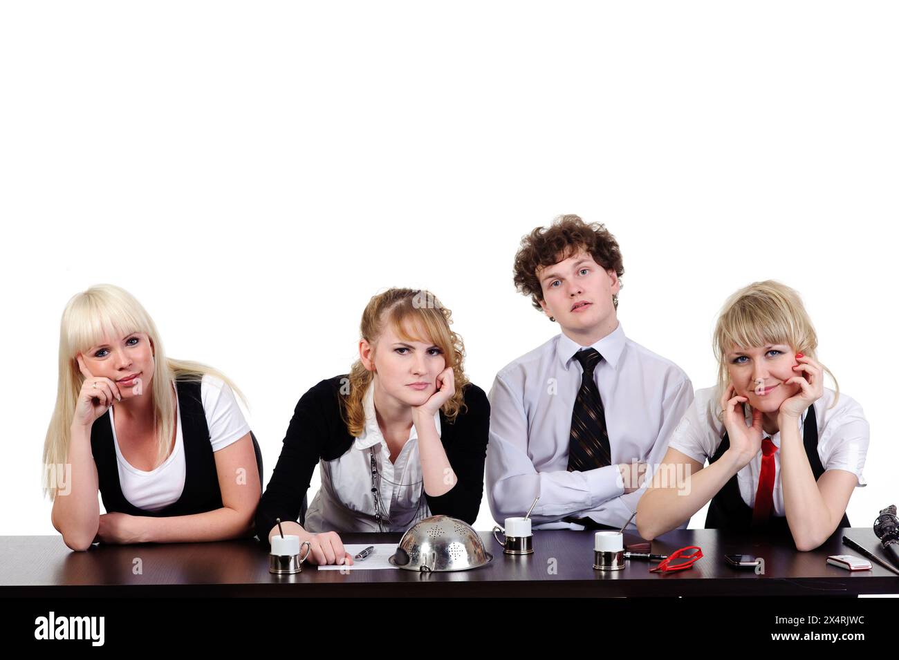boring business team working together at office, isolated on white ...