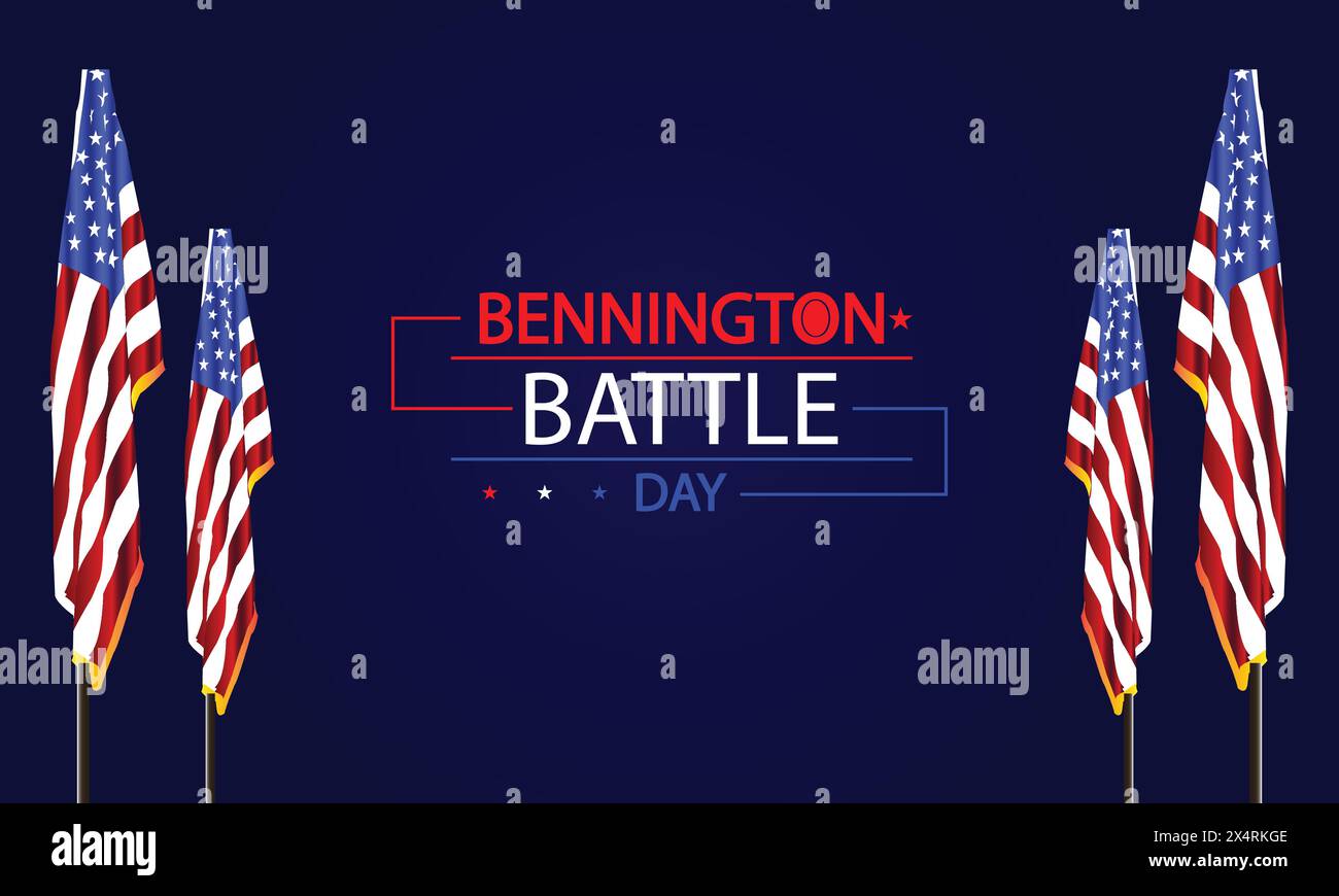 Honoring History Bennington Battle Day Text with USA Flag Design Stock ...