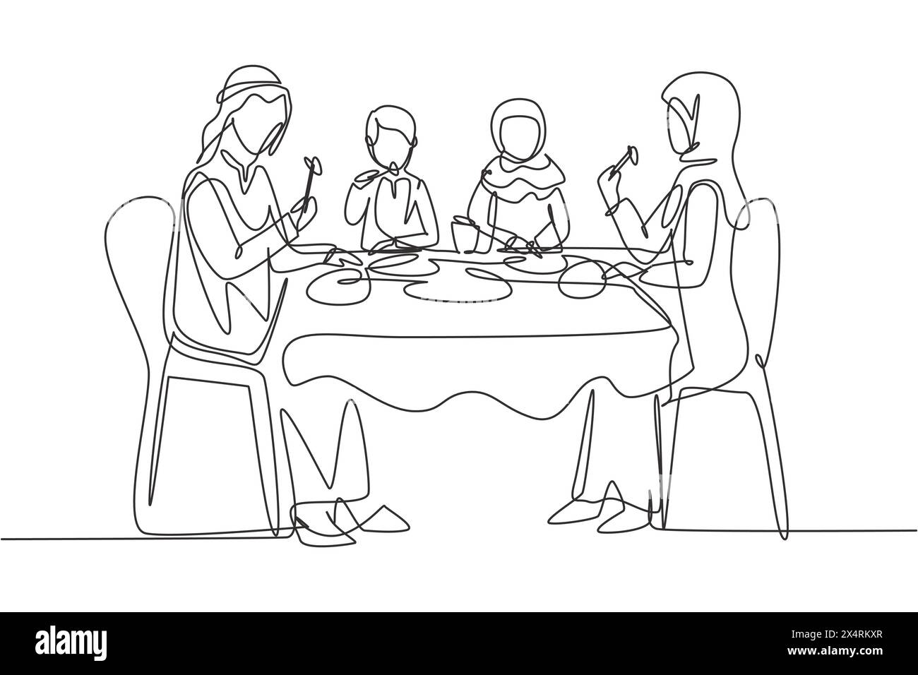 Family kids sitting around table Stock Vector Images - Alamy