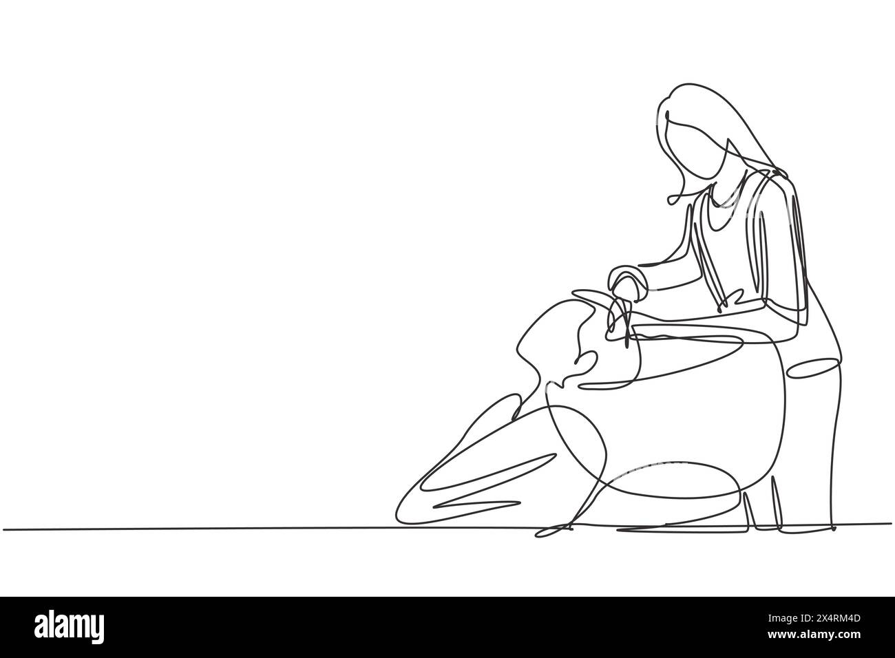 Single continuous line drawing like a princess. Side view photo of ...