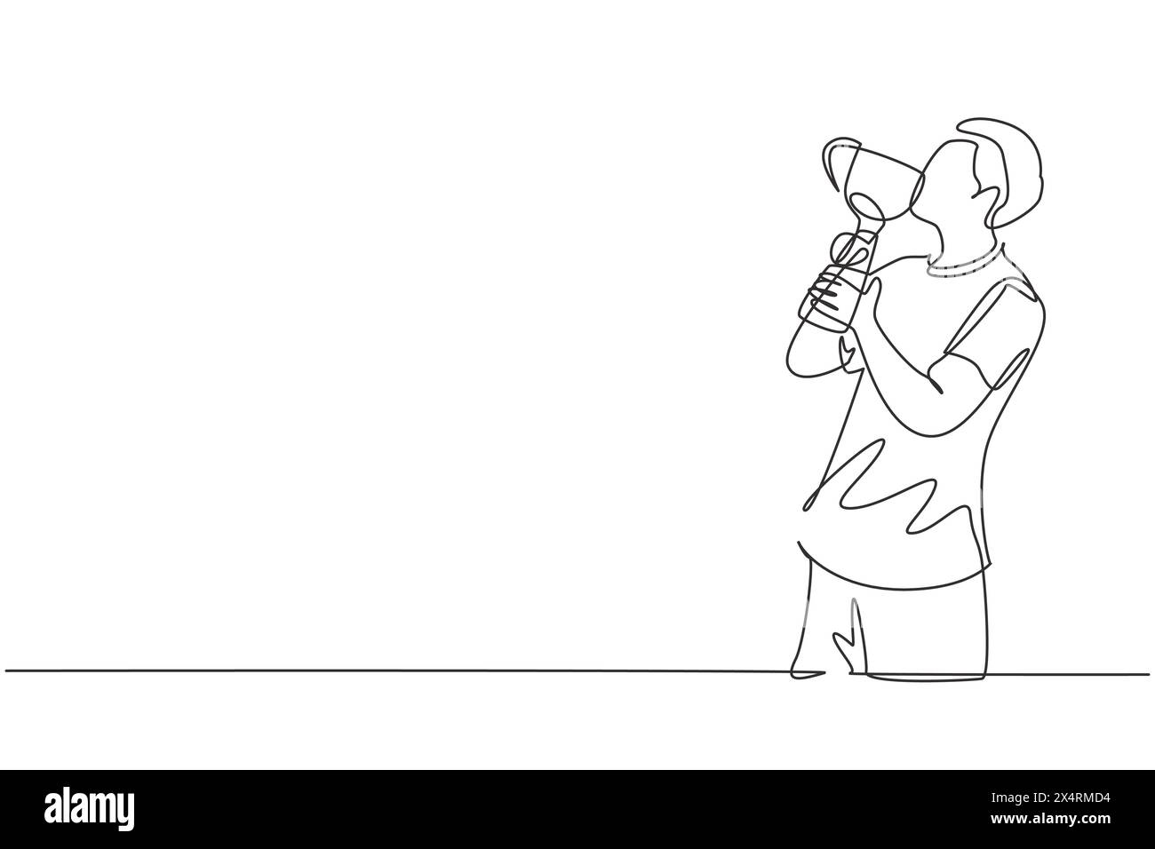 Continuous one line drawing young male athlete wearing jersey kissing ...