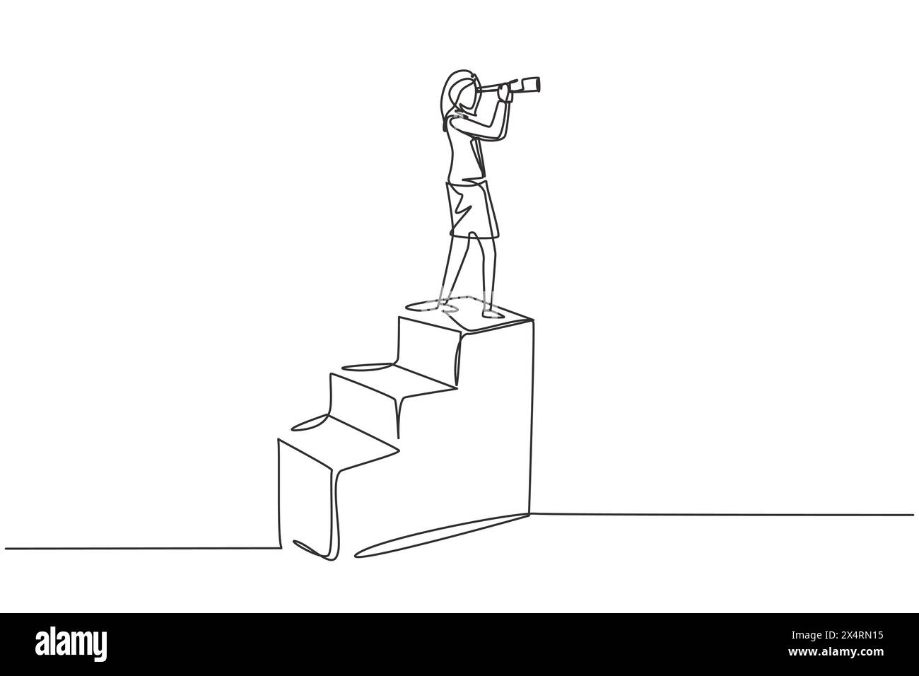 Single continuous line drawing vision concept in business of ...