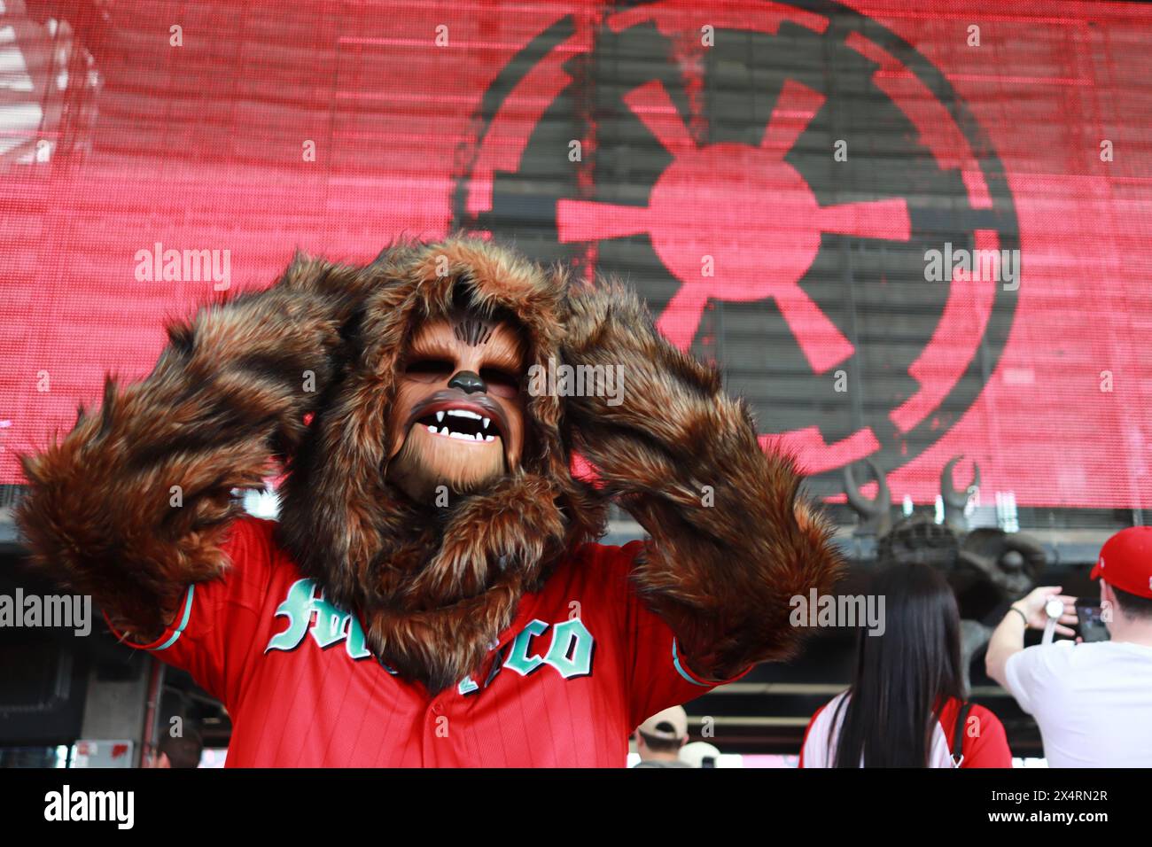 Mexico City, Mexico. 04th May, 2024. A Diablos Rojos fan wearing a ...
