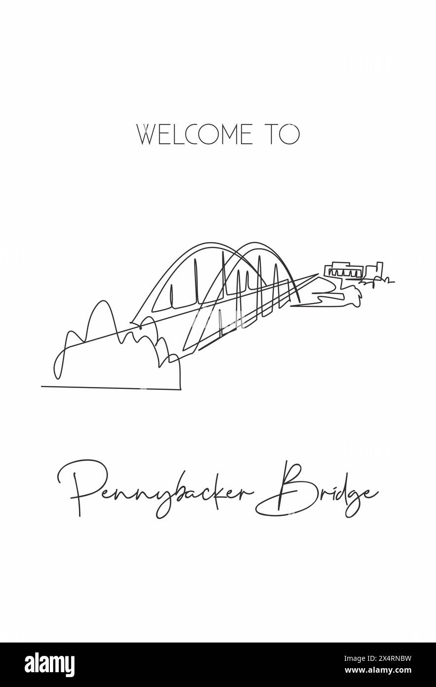 Continuous one line drawing 360 Bridge Texas skyline, Pennybacker ...