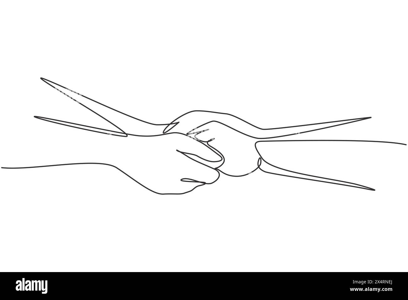 Single One Line Drawing Two Hands Holding Each Other Sign Or Symbol Of Love Relationship 