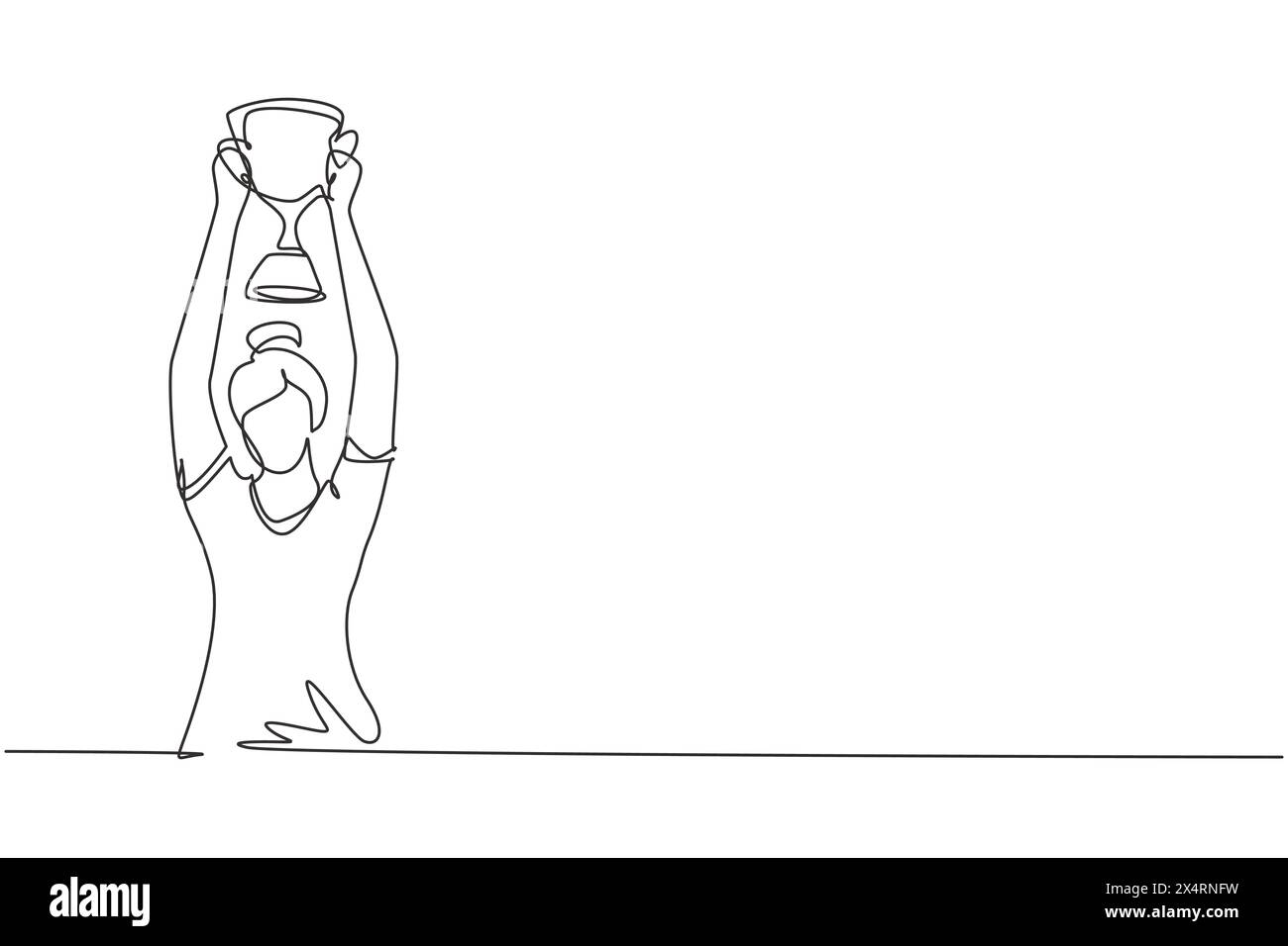 Single continuous line drawing female athlete wearing sports jersey ...