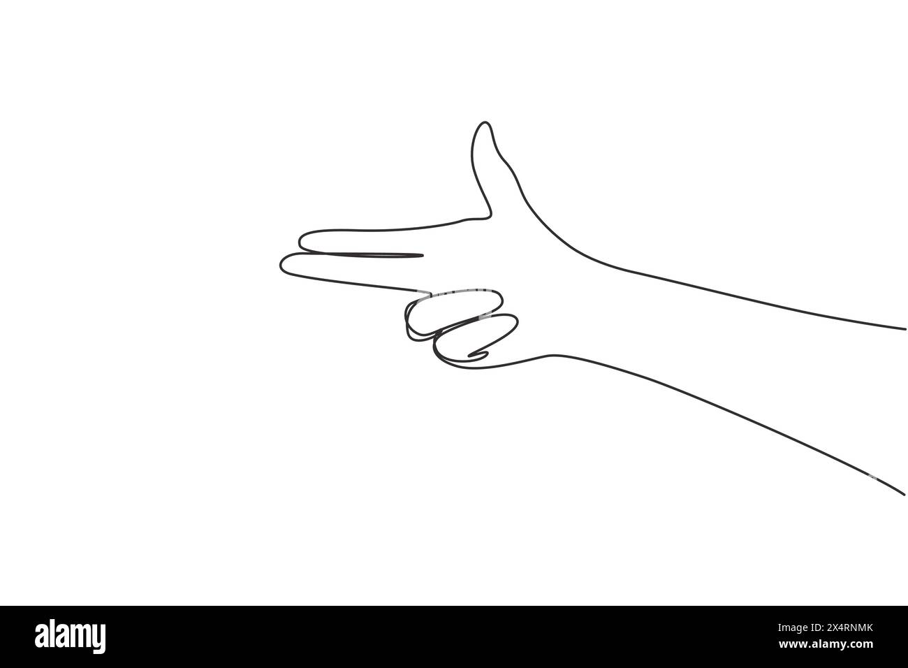 Continuous one line drawing hand gesturing fire gun weapon with fingers ...
