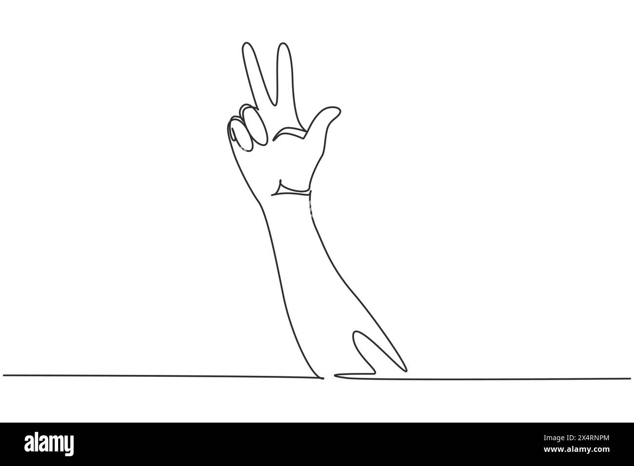 Single continuous line drawing counting hand sign. Number three hand ...