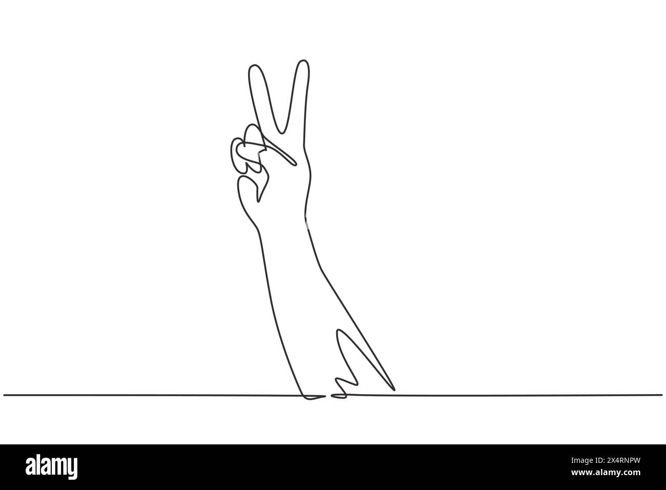 Single one line drawing symbol of peace. Number two hand count. Learn ...