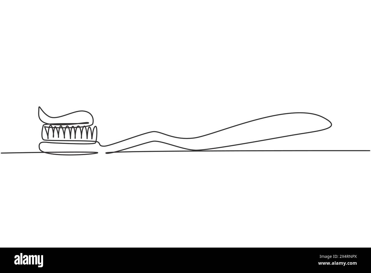 Single one line drawing toothbrush with toothpaste. Dental care ...