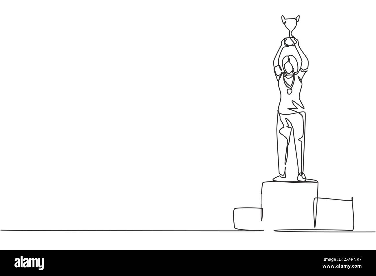 Continuous one line drawing female athlete wearing sports jersey ...