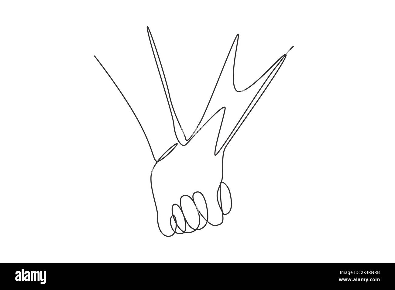 Continuous one line drawing two hands holding each other. Sign or ...