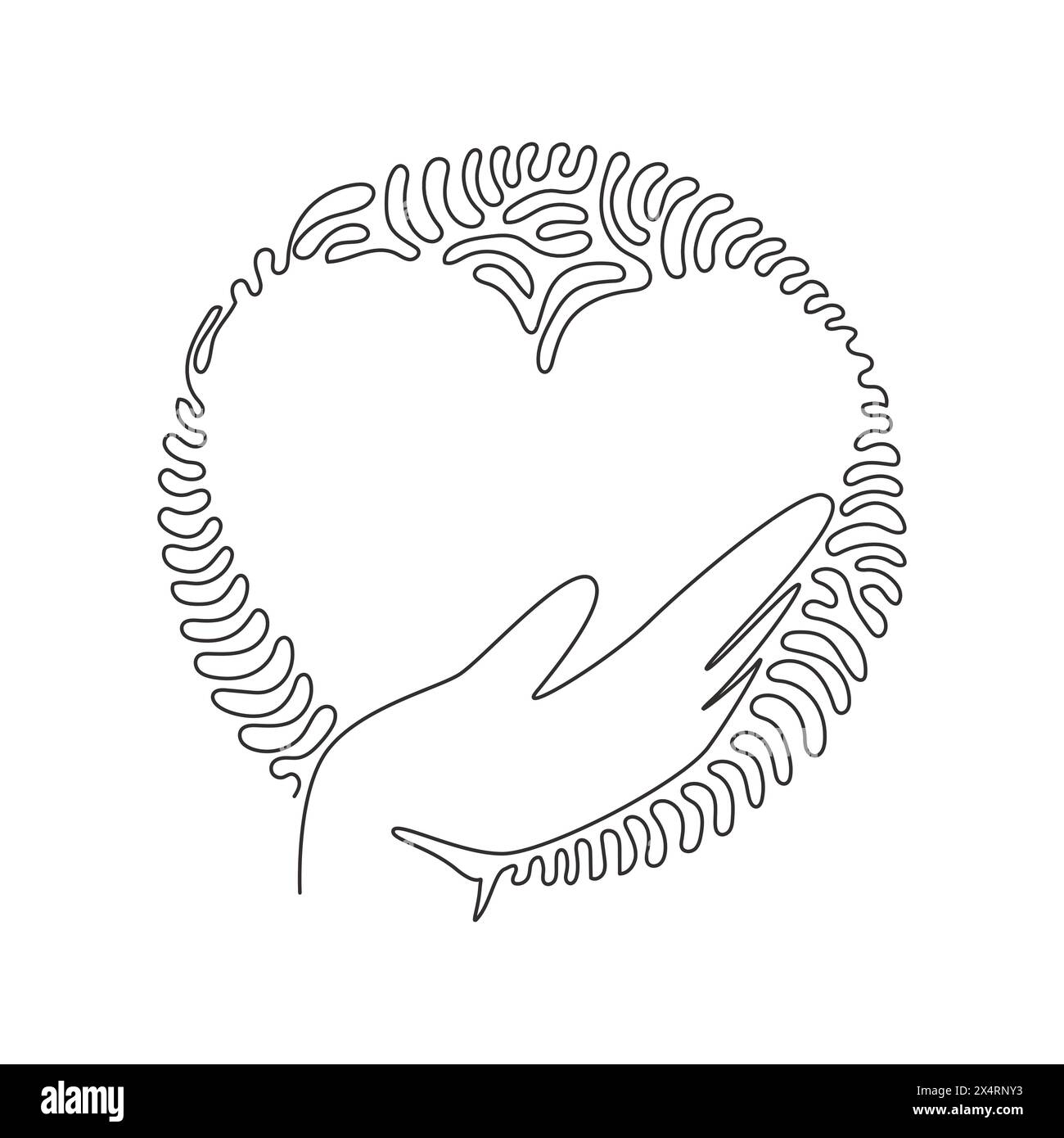 Single continuous line drawing hand holding heart icon. Save life or ...