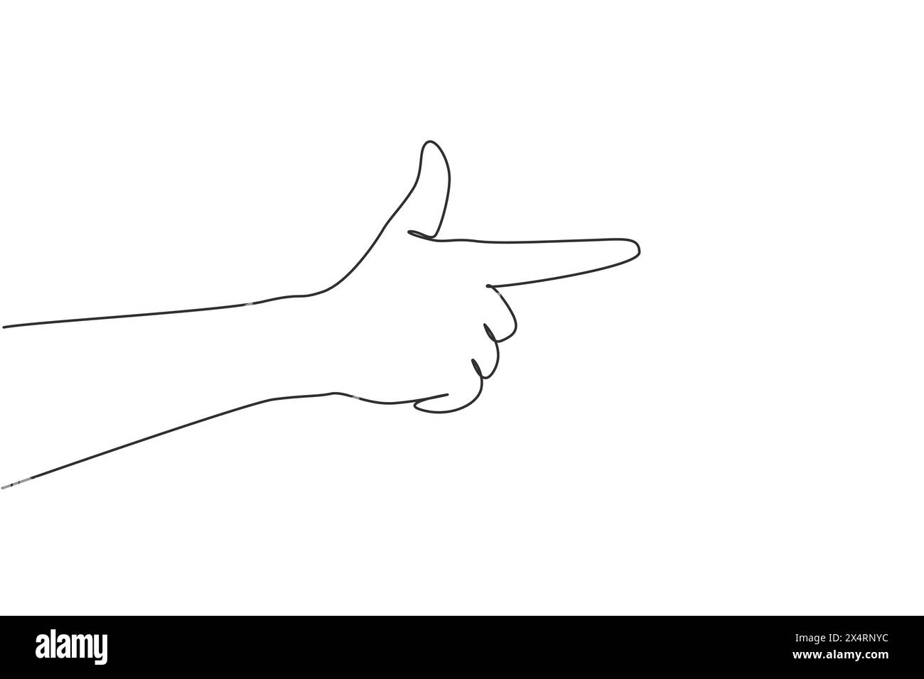Single one line drawing hand making gun gesture. Hand shot or weapon ...