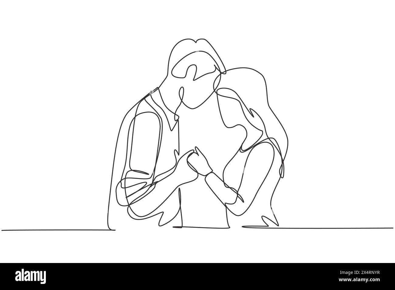 Single one line drawing happy loving couple holding hands. Young couple ...
