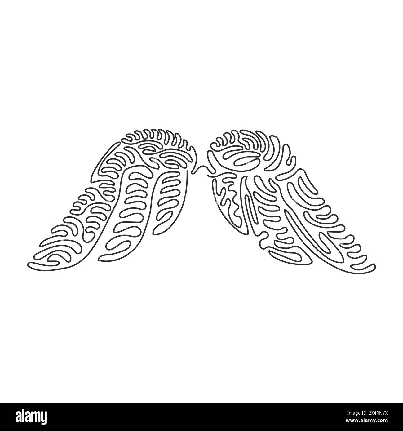 Continuous one line drawing cute angel wings holiday romantic ...