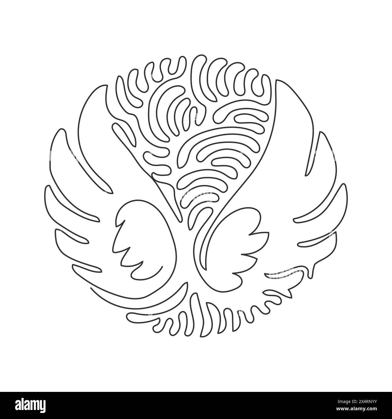 Single one line drawing cute angel wings holiday romantic decoration ...