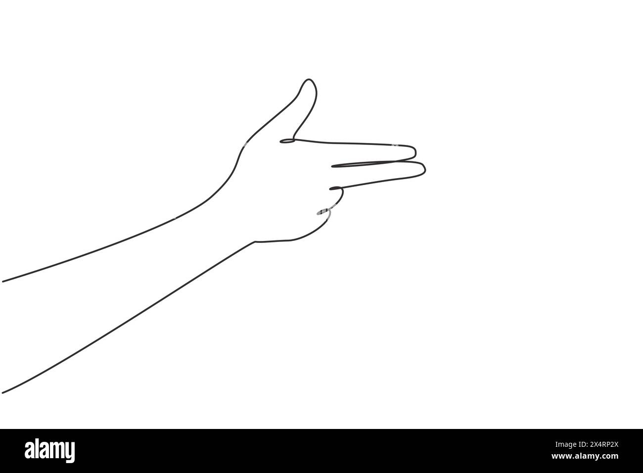 Single one line drawing hand gesturing fire gun weapon with fingers ...