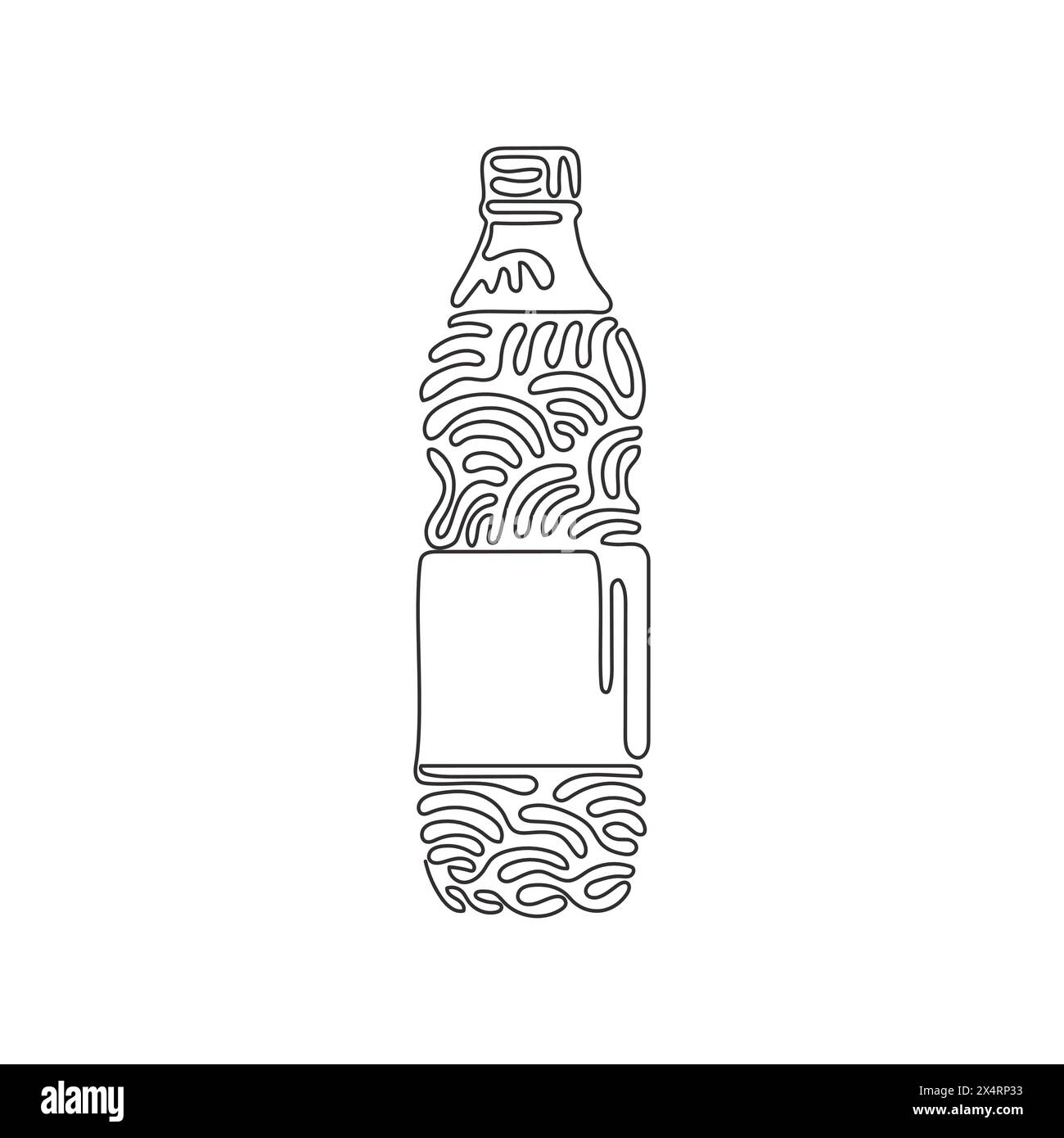 Continuous one line drawing soft drink in bottle plastic. Cold cola ...
