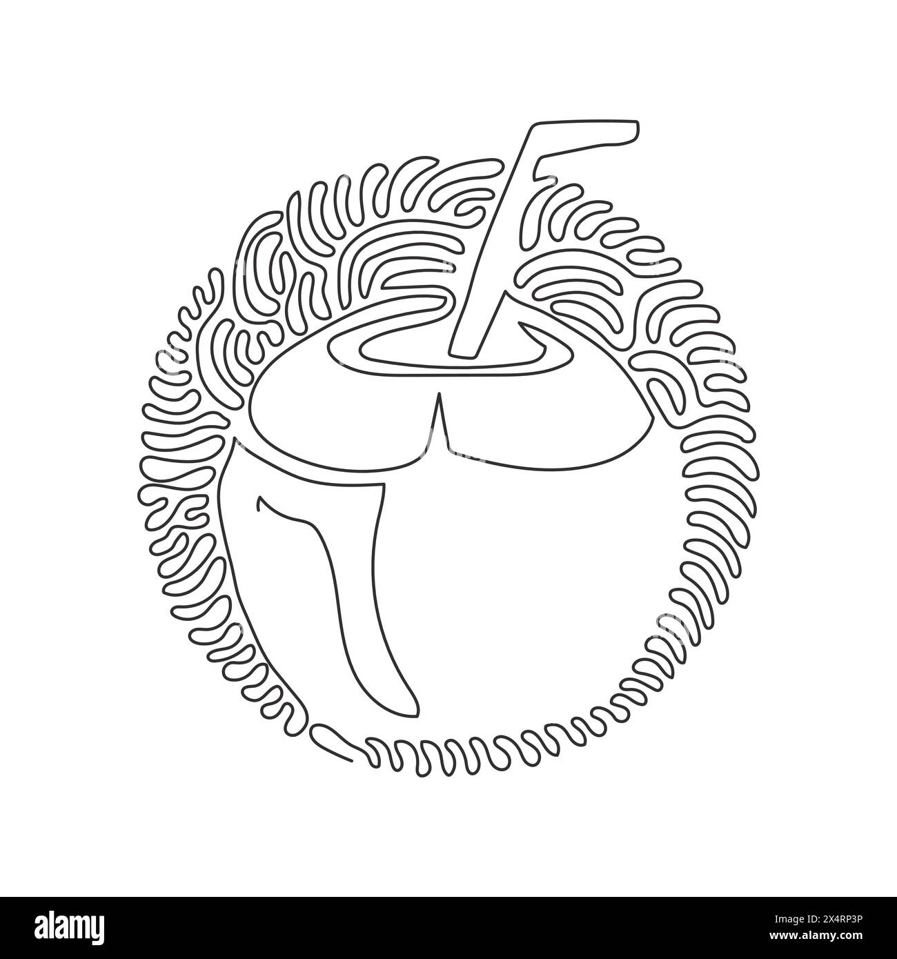 Continuous one line drawing green coconut water drink with drinking ...