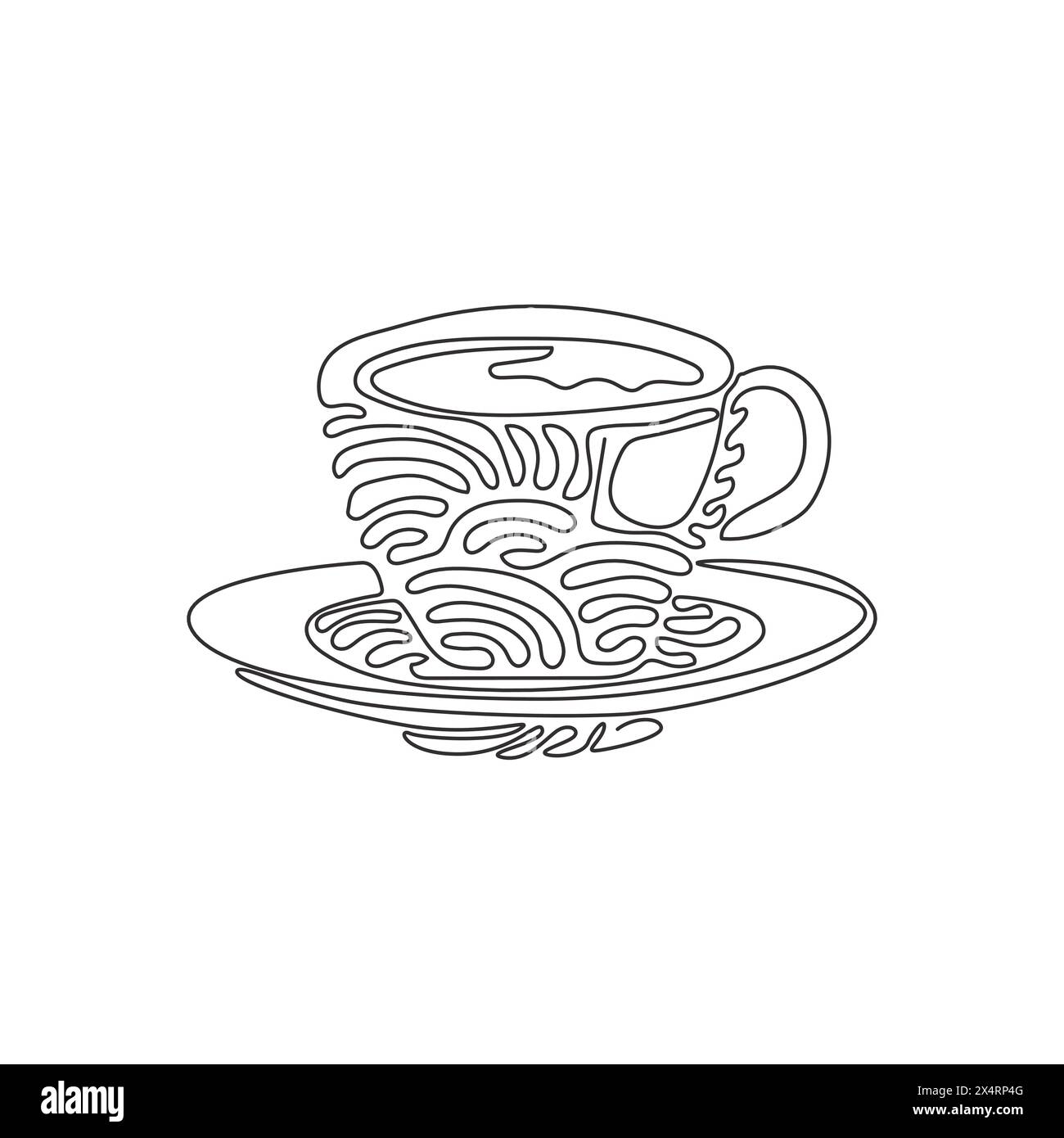 Single continuous line drawing coffee cup for latte, espresso ...