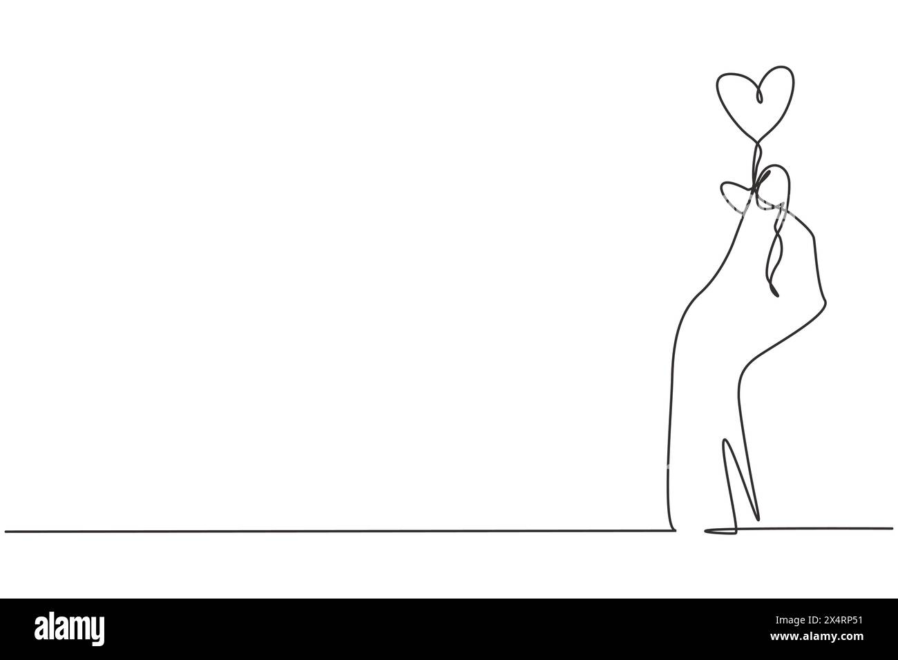 Single continuous line drawing Korean heart sign. Finger love symbol. I ...