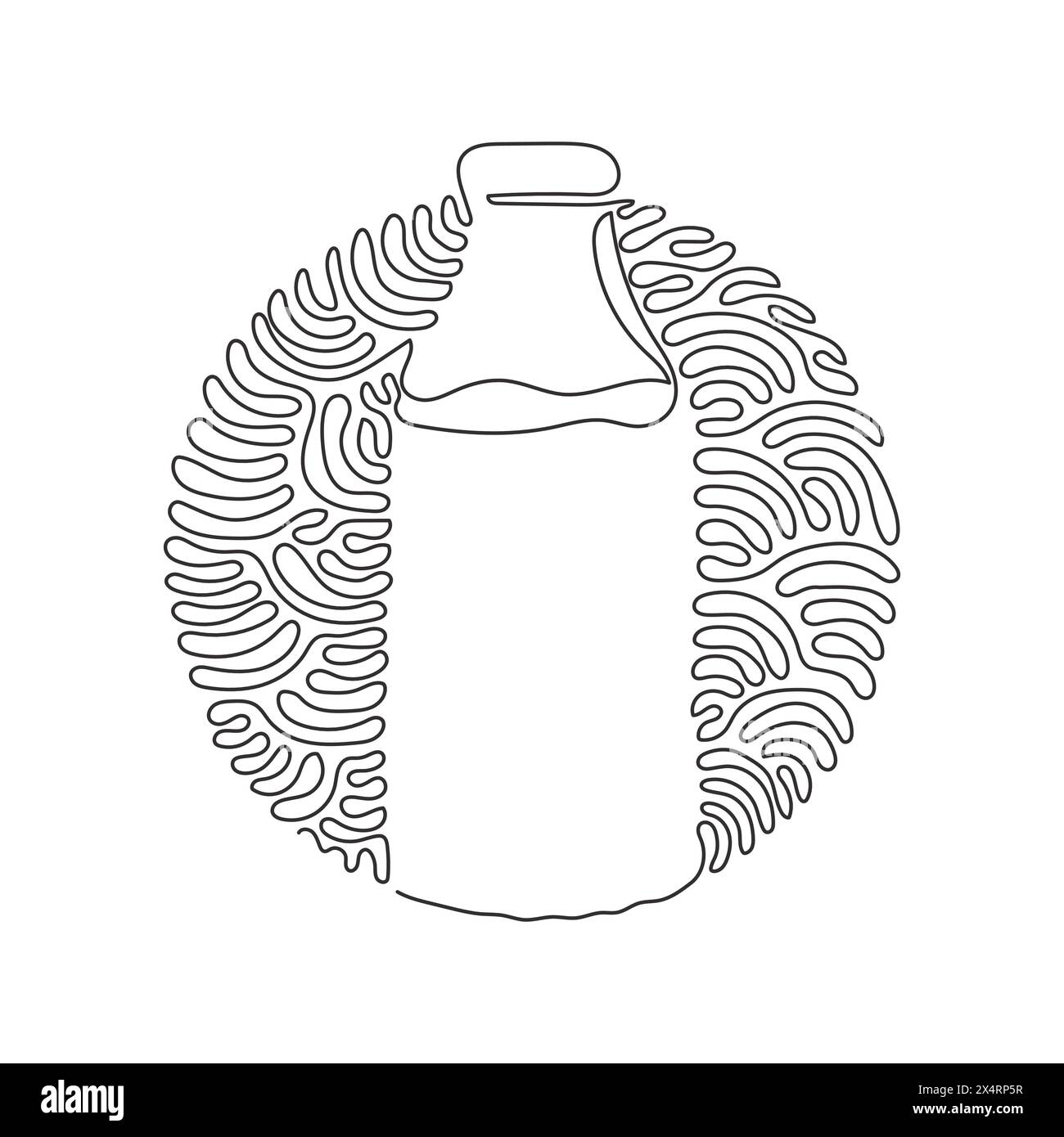Continuous one line drawing closed glass bottle of natural milk. Bottle ...