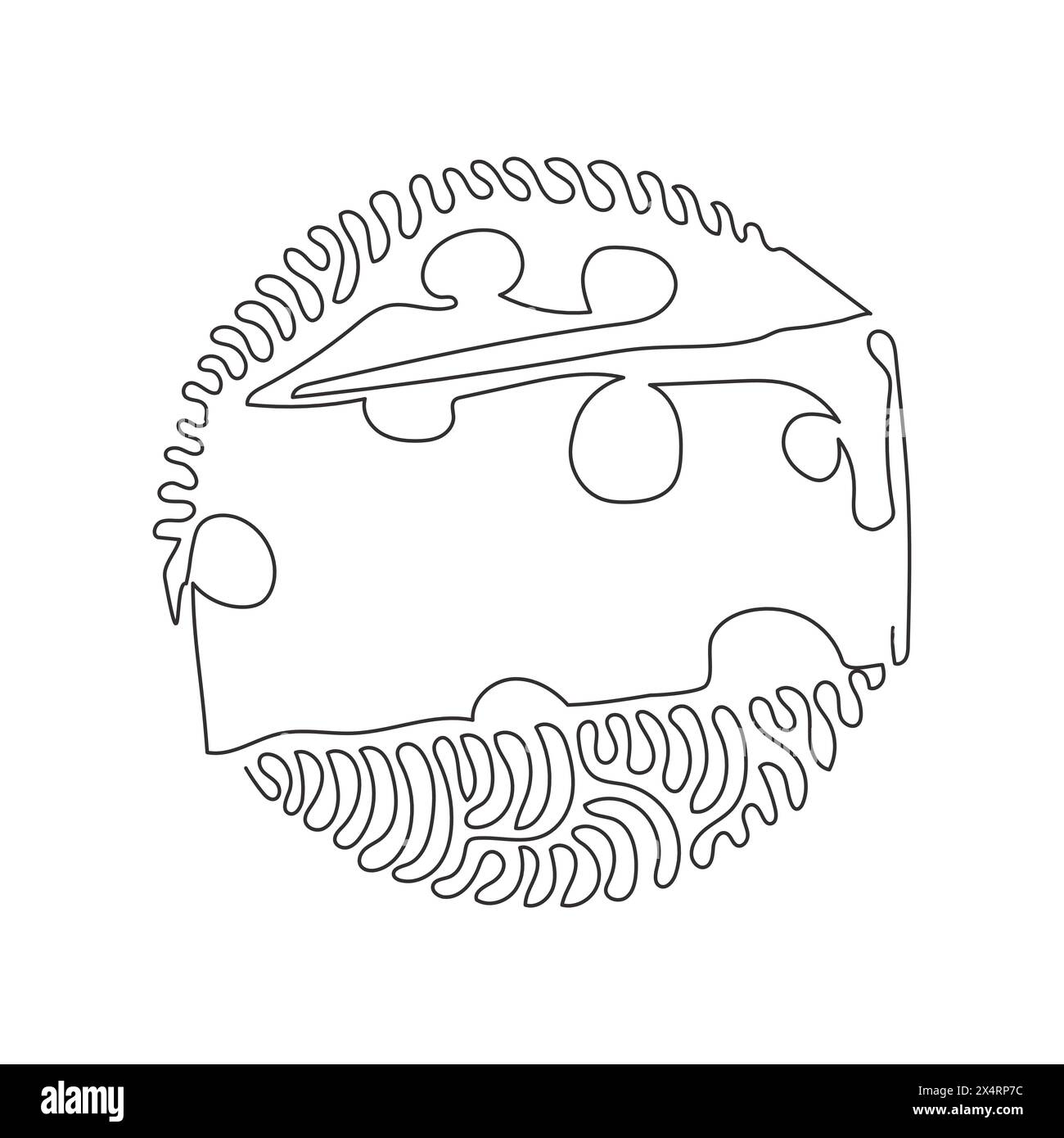 Single one line drawing cheddar cheese simple gradient logo with holes ...