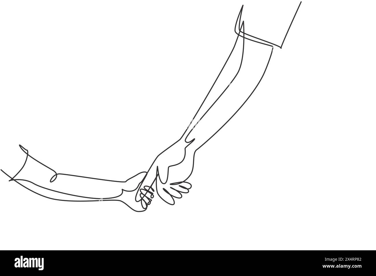 Continuous one line drawing parent holds hand of small child. Childhood ...