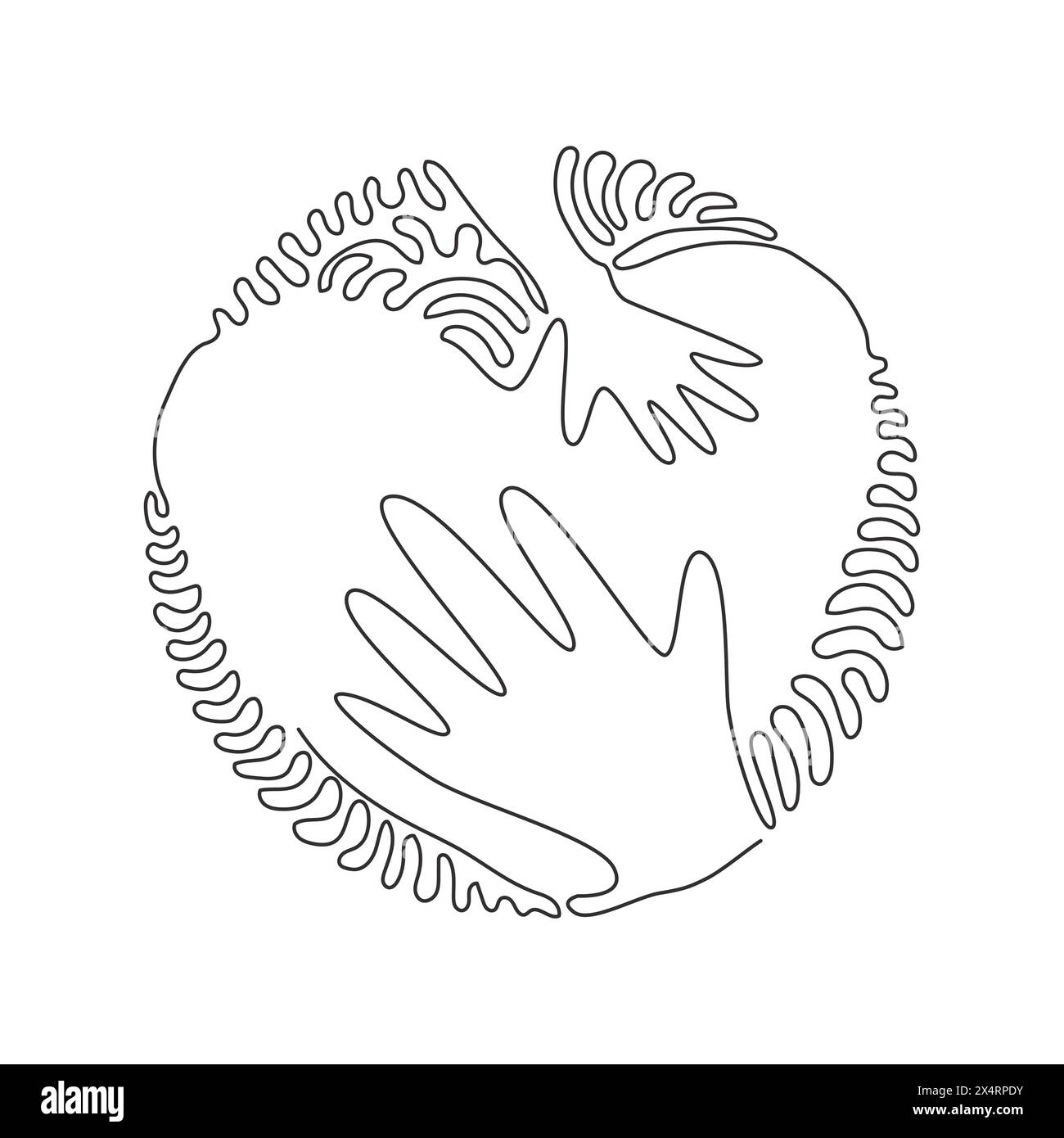 Single continuous line drawing hand touching heart, shape template ...