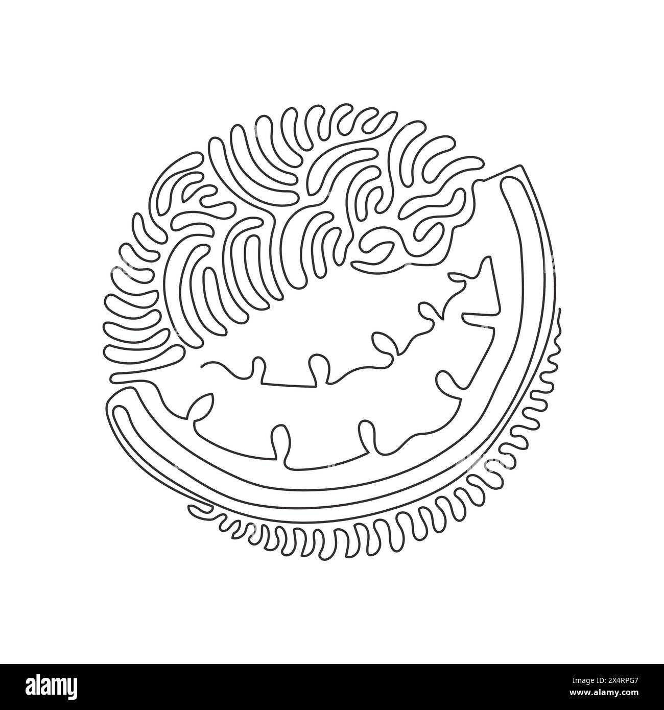 Continuous one line drawing water melon, watermelon slice fruit ...