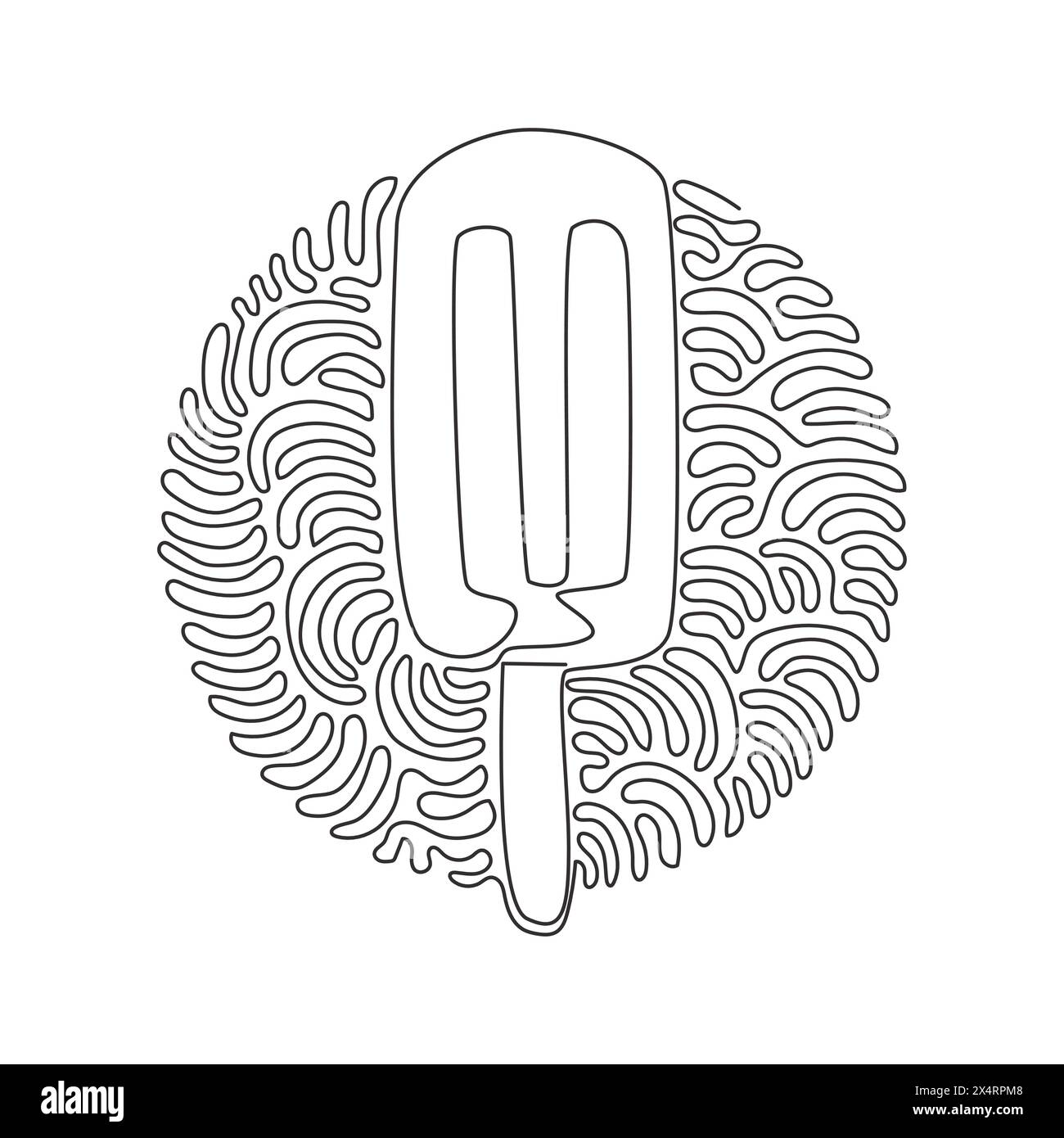 Single continuous line drawing frozen popsicle on stick. Tasty ice ...