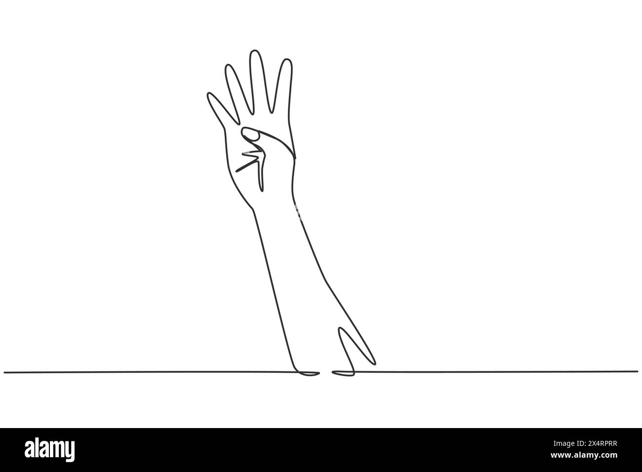 Single continuous line drawing hand count number four. Learn to count ...
