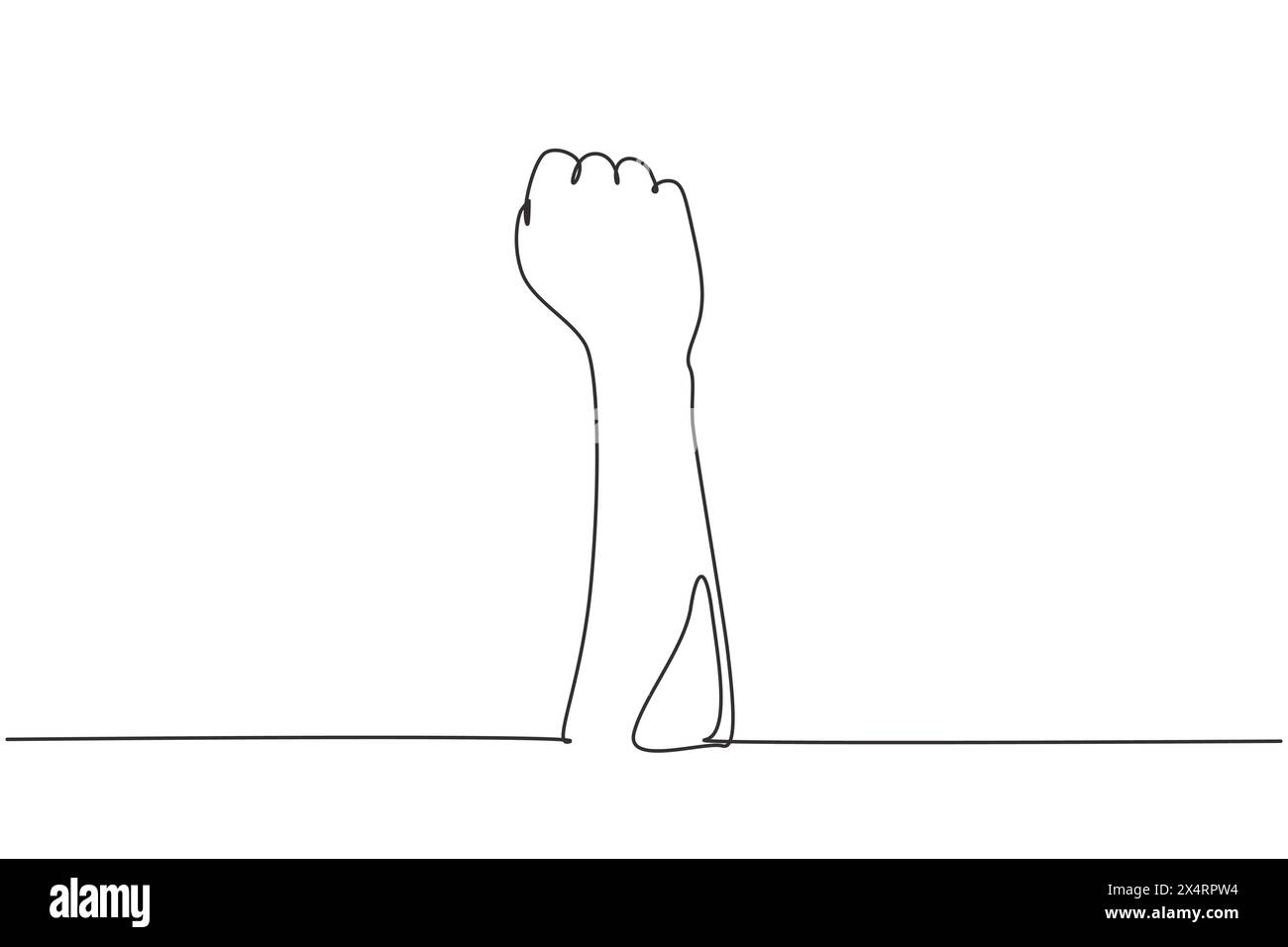 Single continuous line drawing fist or resistance hand symbol. Zero ...