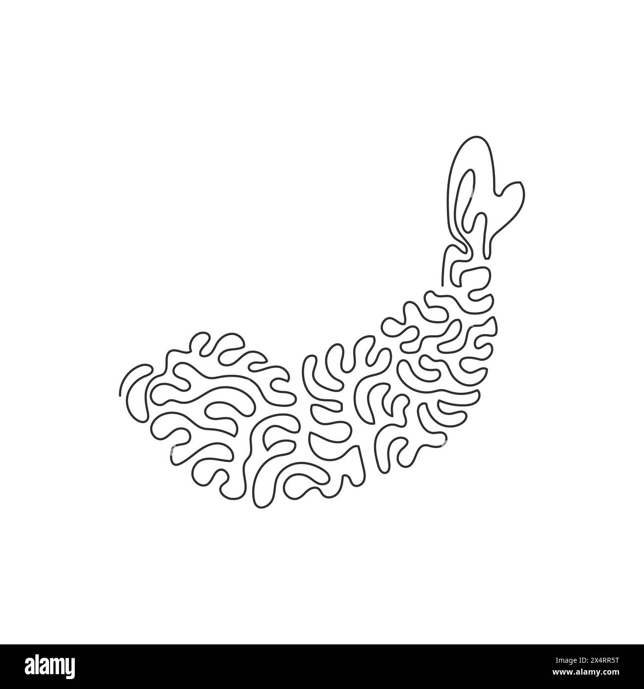 Continuous one line drawing Tempura Fried Shrimp known as Japanese Food ...