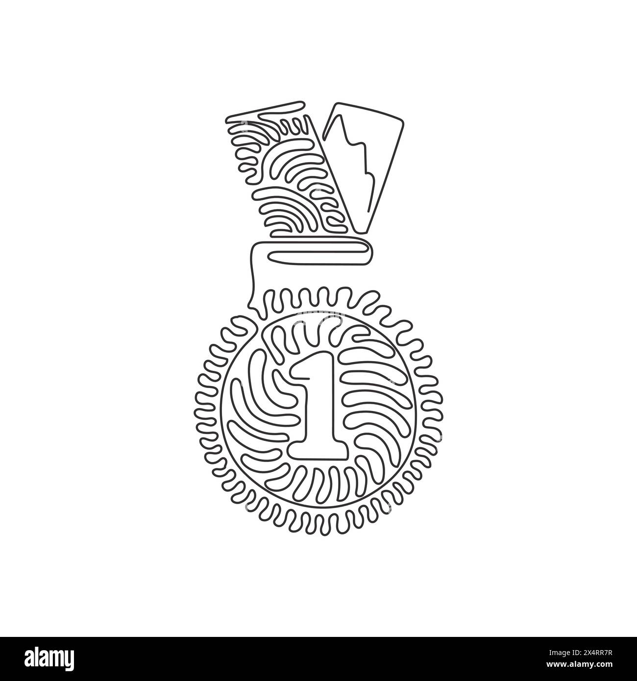 Single one line drawing gold medal for first place. Gold medal on ...