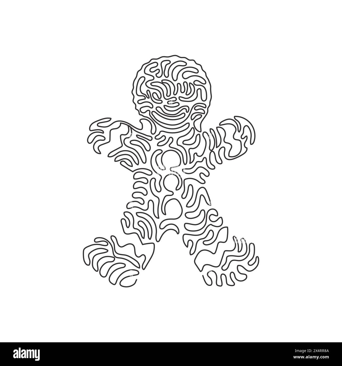 Continuous one line drawing gingerbread man icing. Cookie in shape of ...