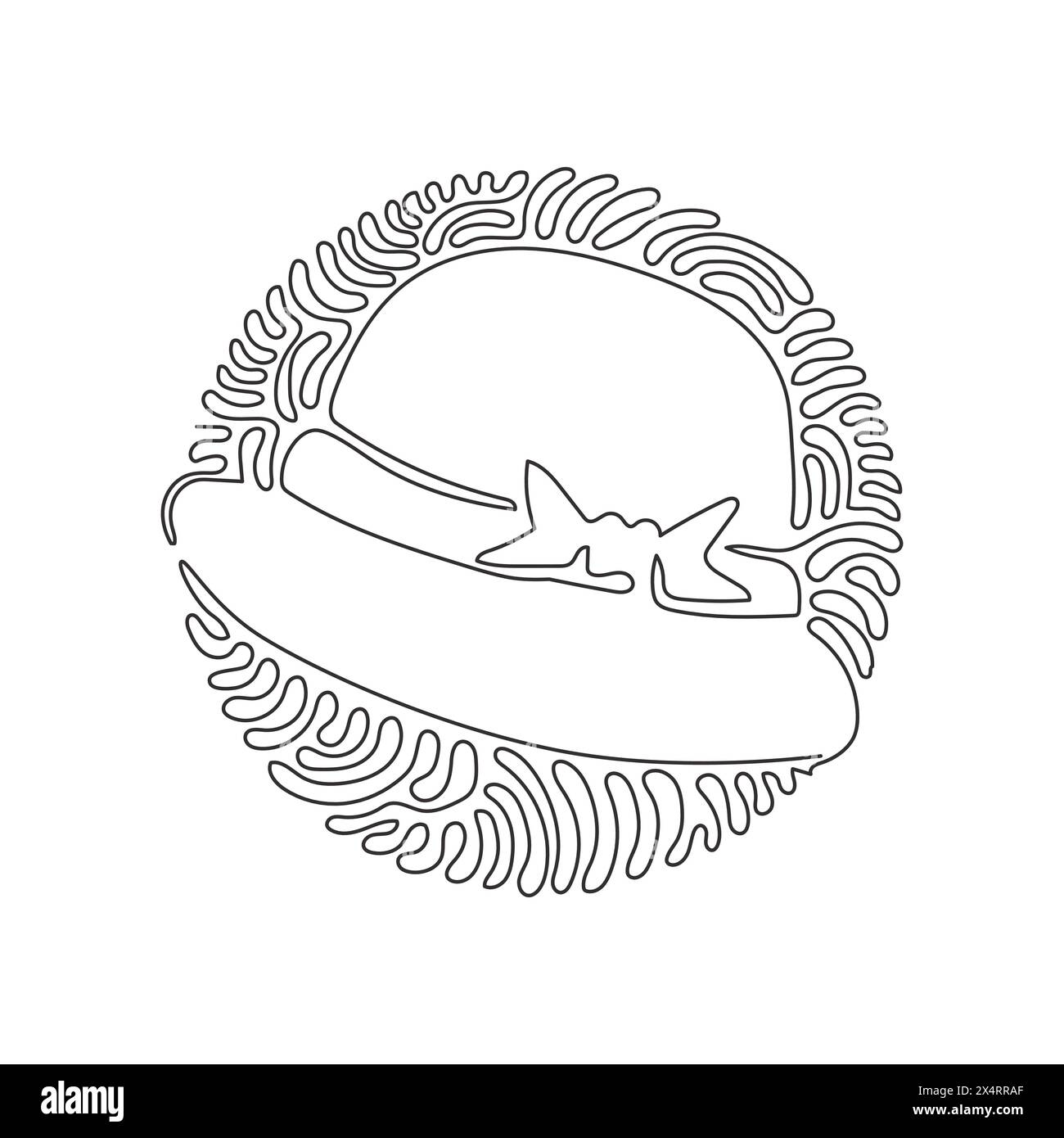 Single one line drawing ladies hat vintage. Pretty straw hat with ...