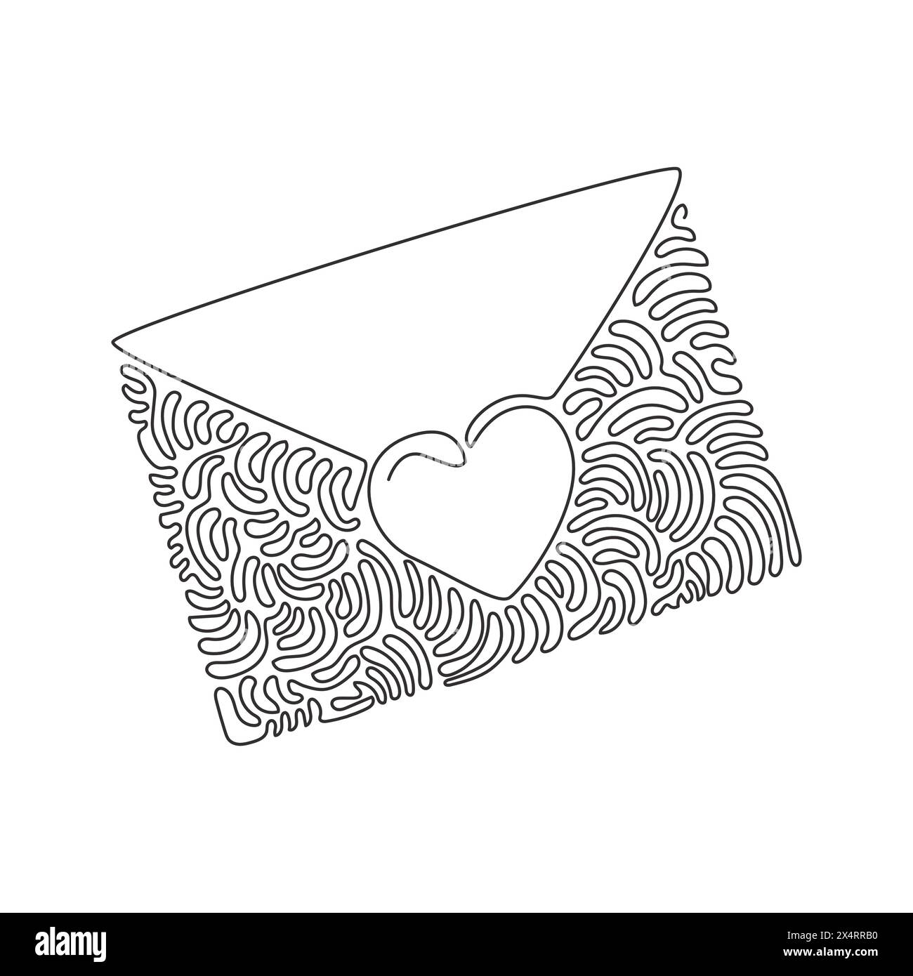 Continuous one line drawing envelope sealed with heart. Love letter or ...