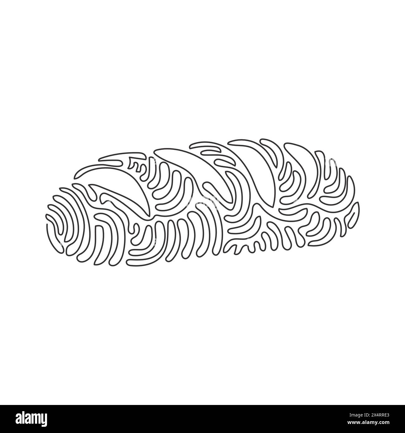 Continuous one line drawing baguette loaf of bread. White yeast bread ...