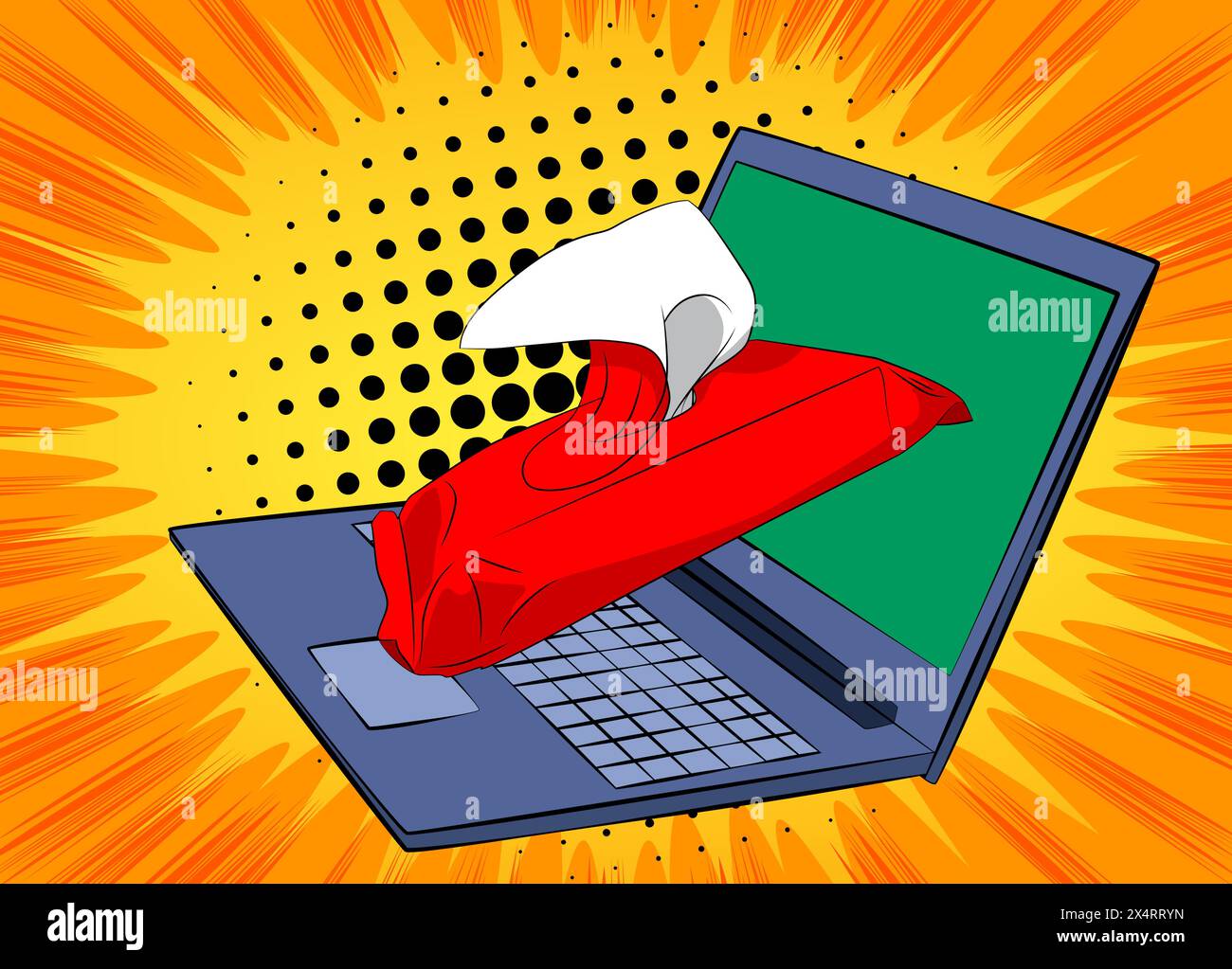 Cartoon Laptop Comic Book Notebook With Wet Wipe Retro Vector Comics