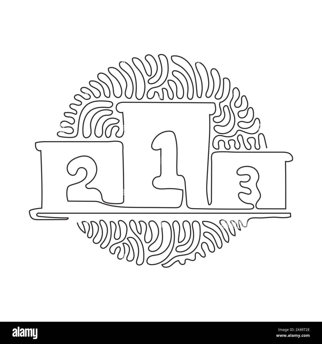 Single one line drawing winners podium with number. Pedestal or ...