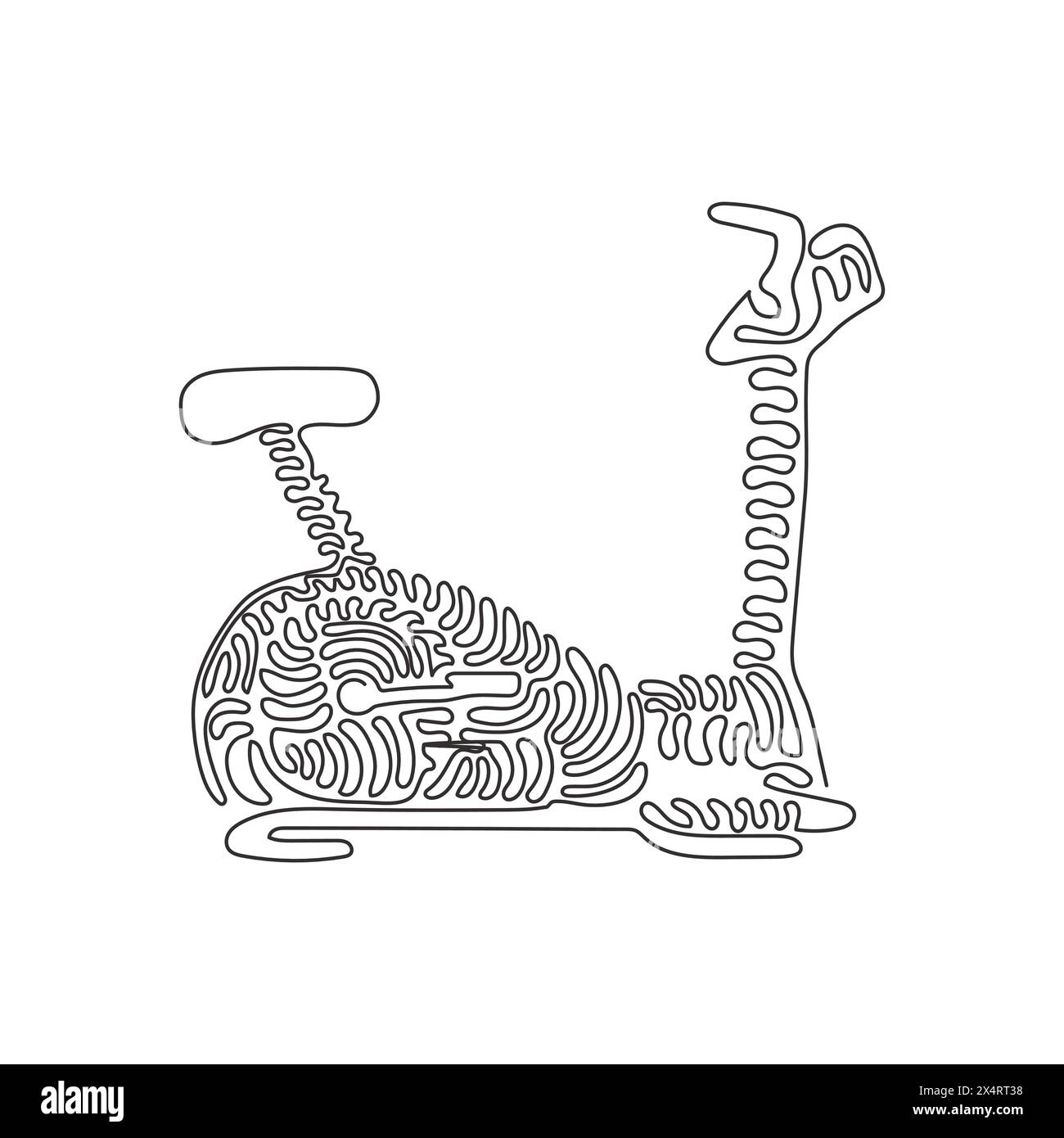 Single one line drawing bicycle exercise machine. Stationary exercise ...